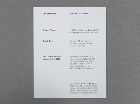 Male tourist, screen-printed invitation card. | Julian Opie